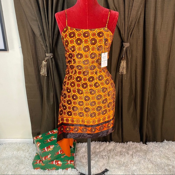 Anna Sui | Dresses | Anna Sui For Target Retro Orange Gold Velvet ...